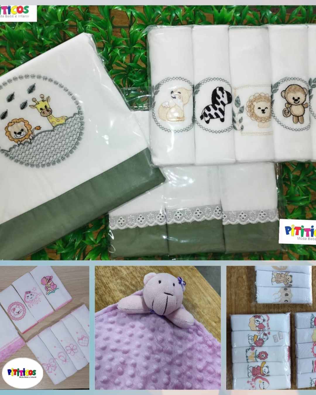Kit Fralda de Pano Bordada 100% Algodão no Atacado em Goiânia.